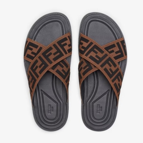 Fendi | Shoes | Fendi Ff Logo Unisex Slide Criss Cross Sandal Men Sz 6 ...